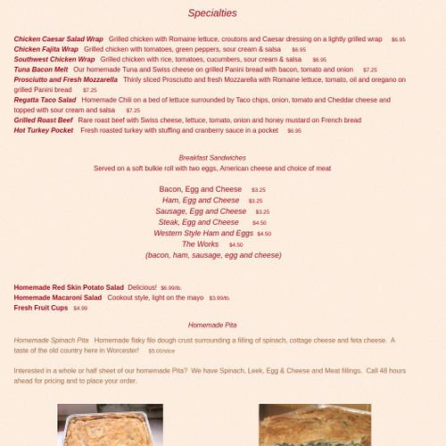 Regatta Deli menu in Worcester, Massachusetts, USA