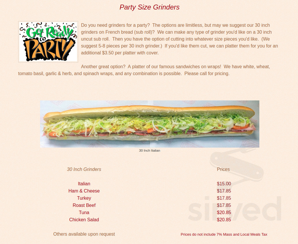 Regatta Deli menus in Worcester, Massachusetts, United States