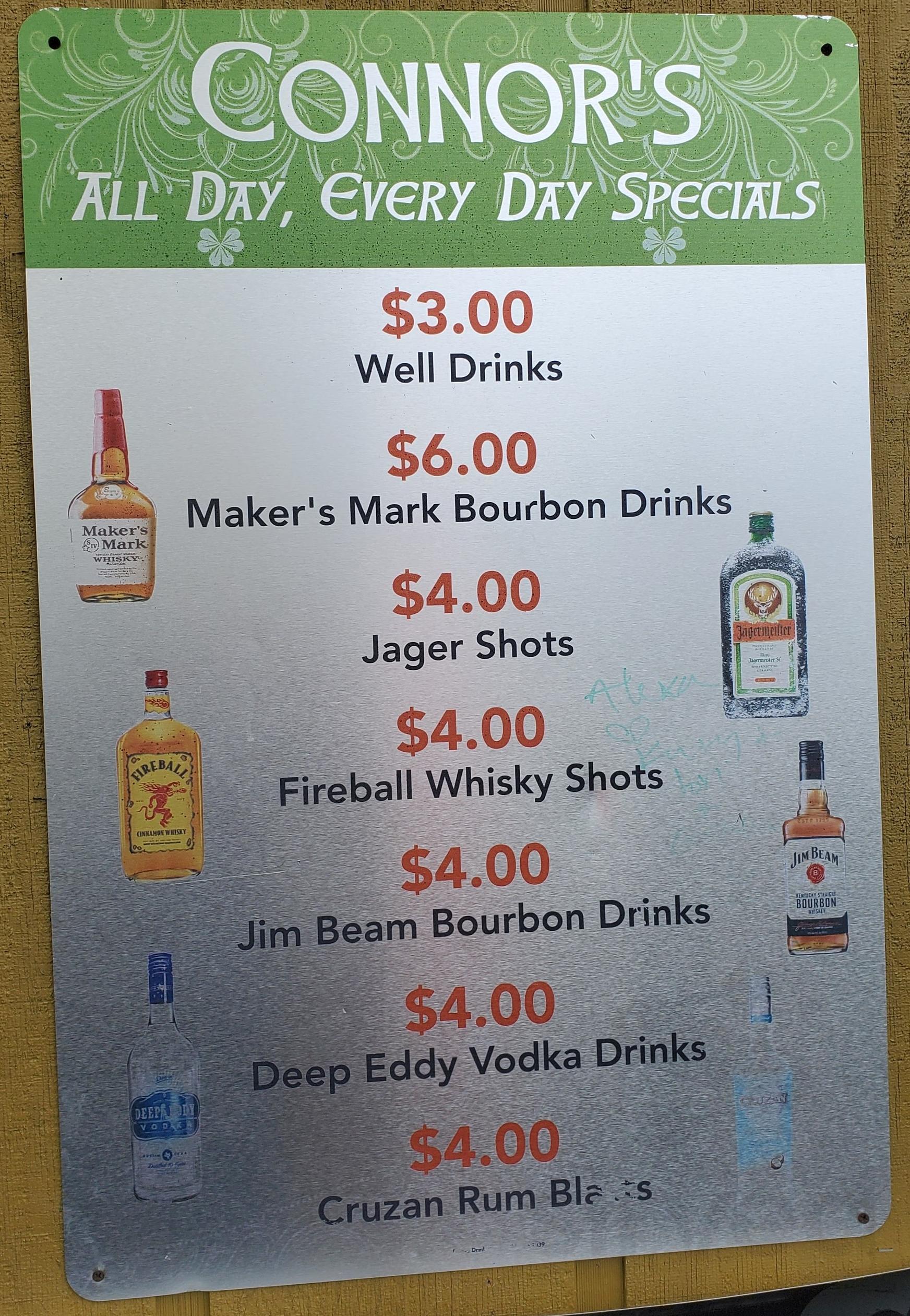 Connor's Pub menus in Indianapolis, Indiana, United States