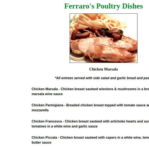 Ferraro's Italian Grille menu in Parrish, Florida, USA