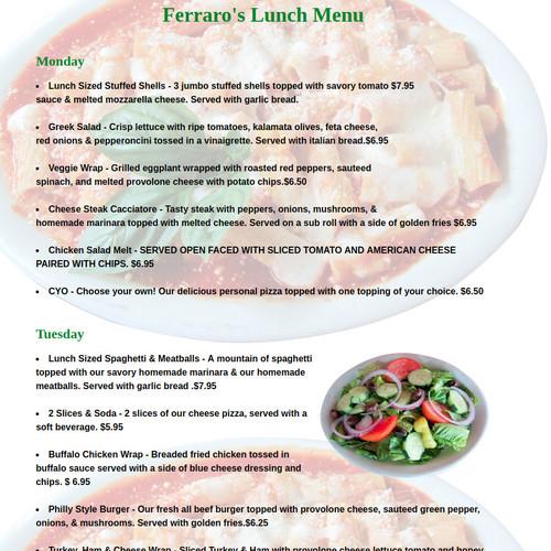 Ferraro's Italian Grille menu in Parrish, Florida, USA