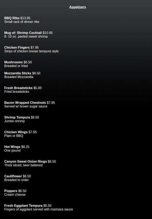 Oh Dennis! Saloon & Charcoal House menu in Racine, Wisconsin, USA