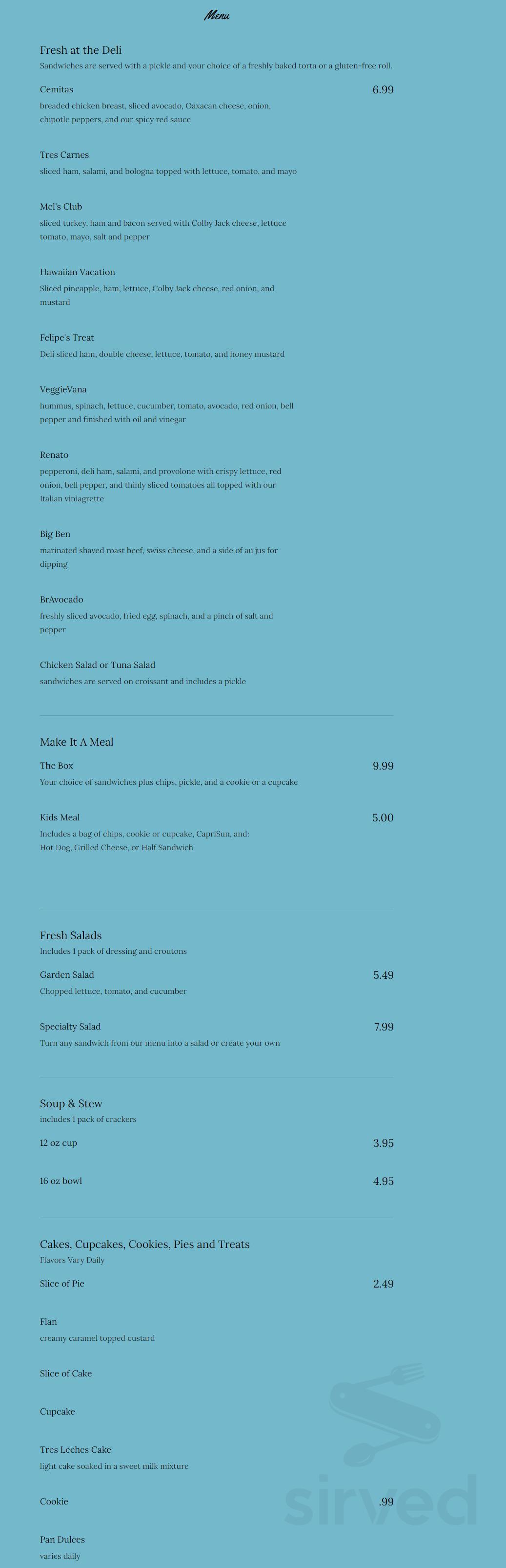 Missy's Bakery menu in Petersburg, Virginia, USA