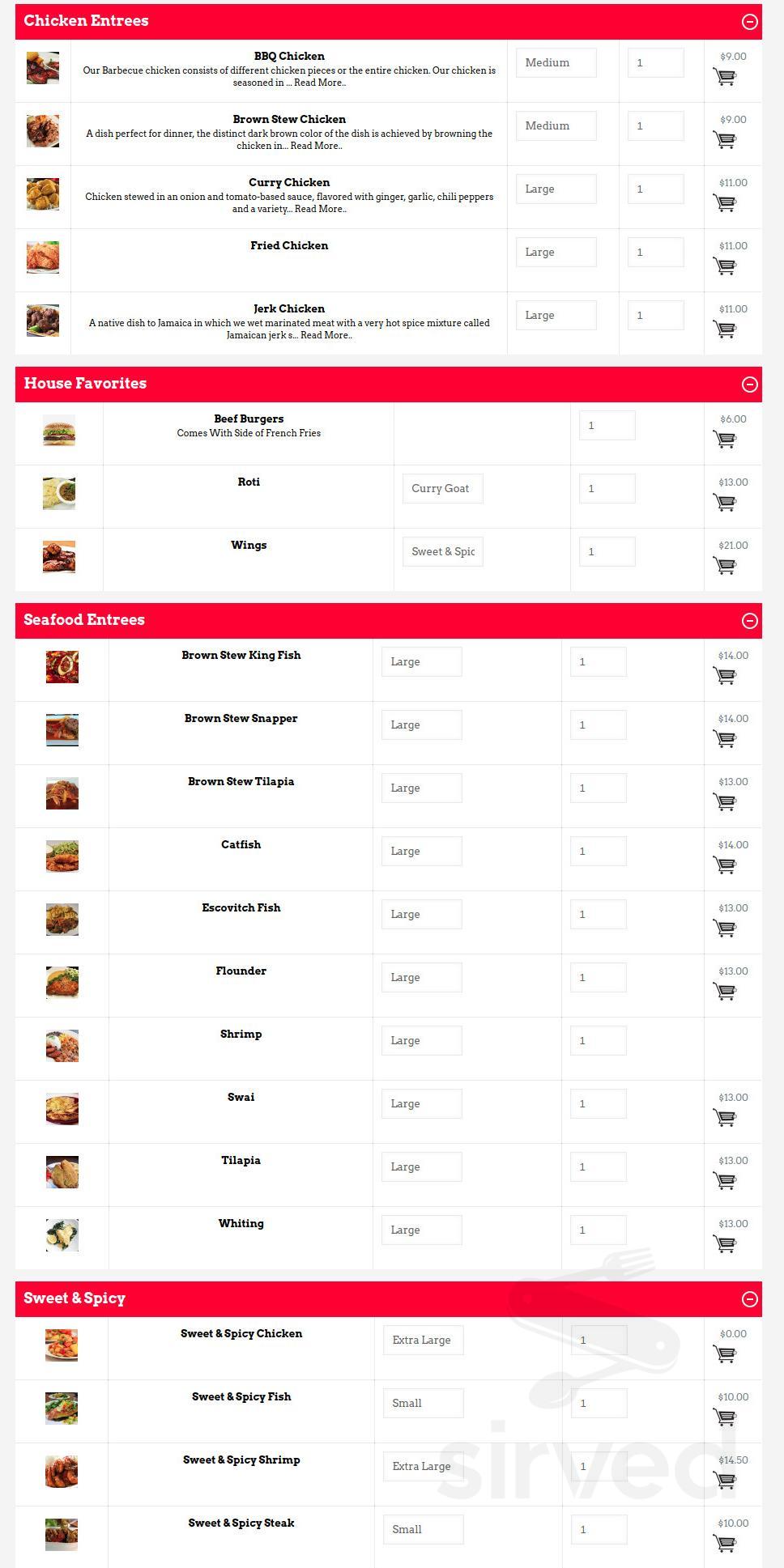 Tropical Delight Cafe menu in Dover, Delaware, USA