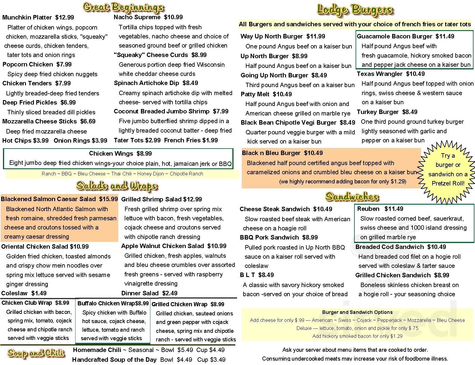 The Up North Lodge menus in Gwinn, Michigan, United States