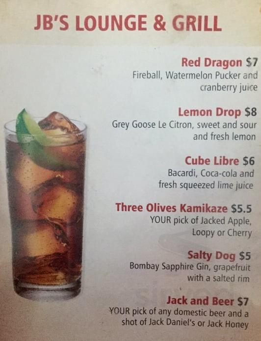 JB's Lounge & Grill menus in Sacramento, California, United States