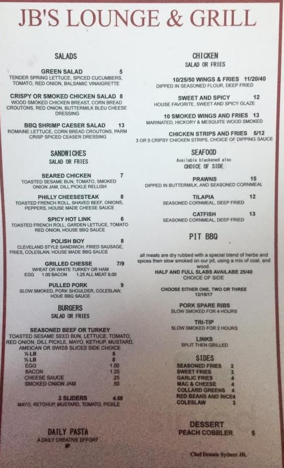 JB's Lounge & Grill menus in Sacramento, California, United States