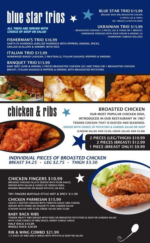 Blue Star Restaurant menu in Welland, Ontario, Canada
