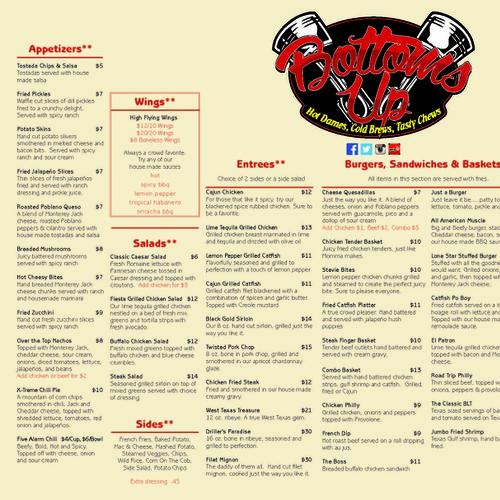 Bottoms Up Bar & Grill menu in Odessa, Texas, USA