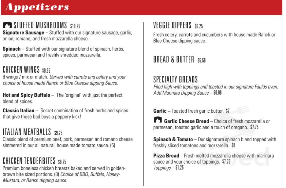 Delfino's Chicago Style Pizza menu in Seattle, Washington, USA