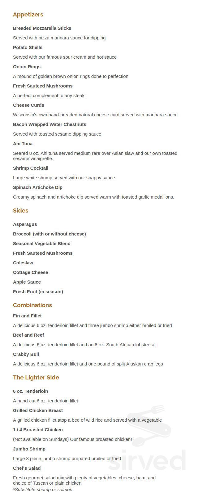 Silvercryst Supper Club Resort & Motel menu in Wautoma, Wisconsin, USA