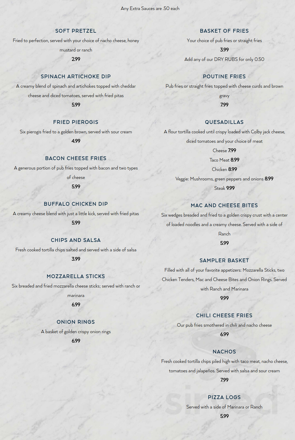 Cornerstone Bar & Grill menu in Erie, Pennsylvania, USA