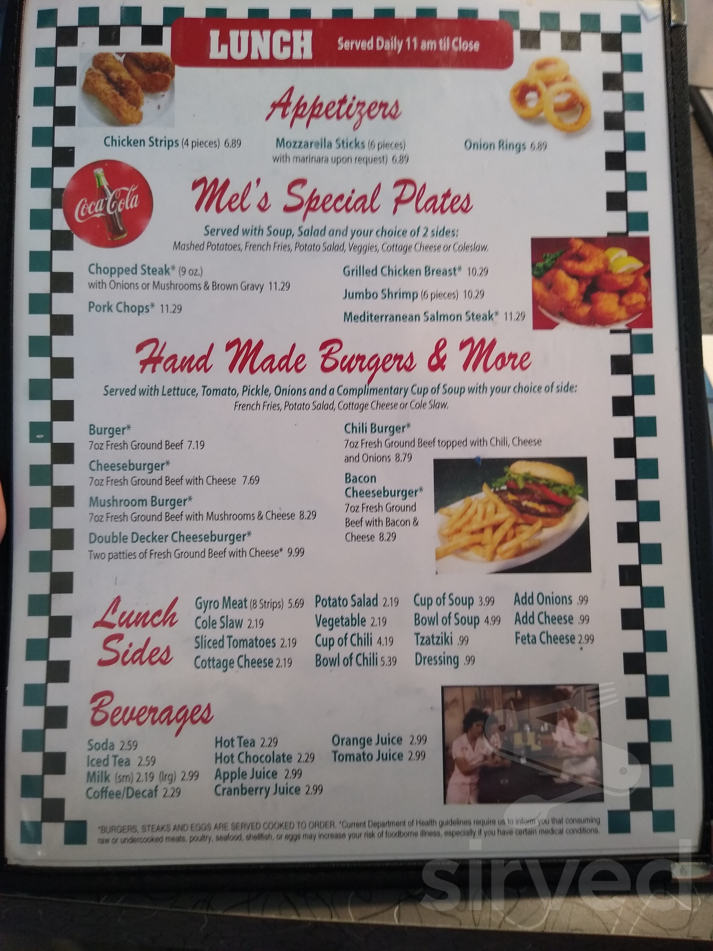 Menu for Mel's Diner in Phoenix, AZ | Sirved