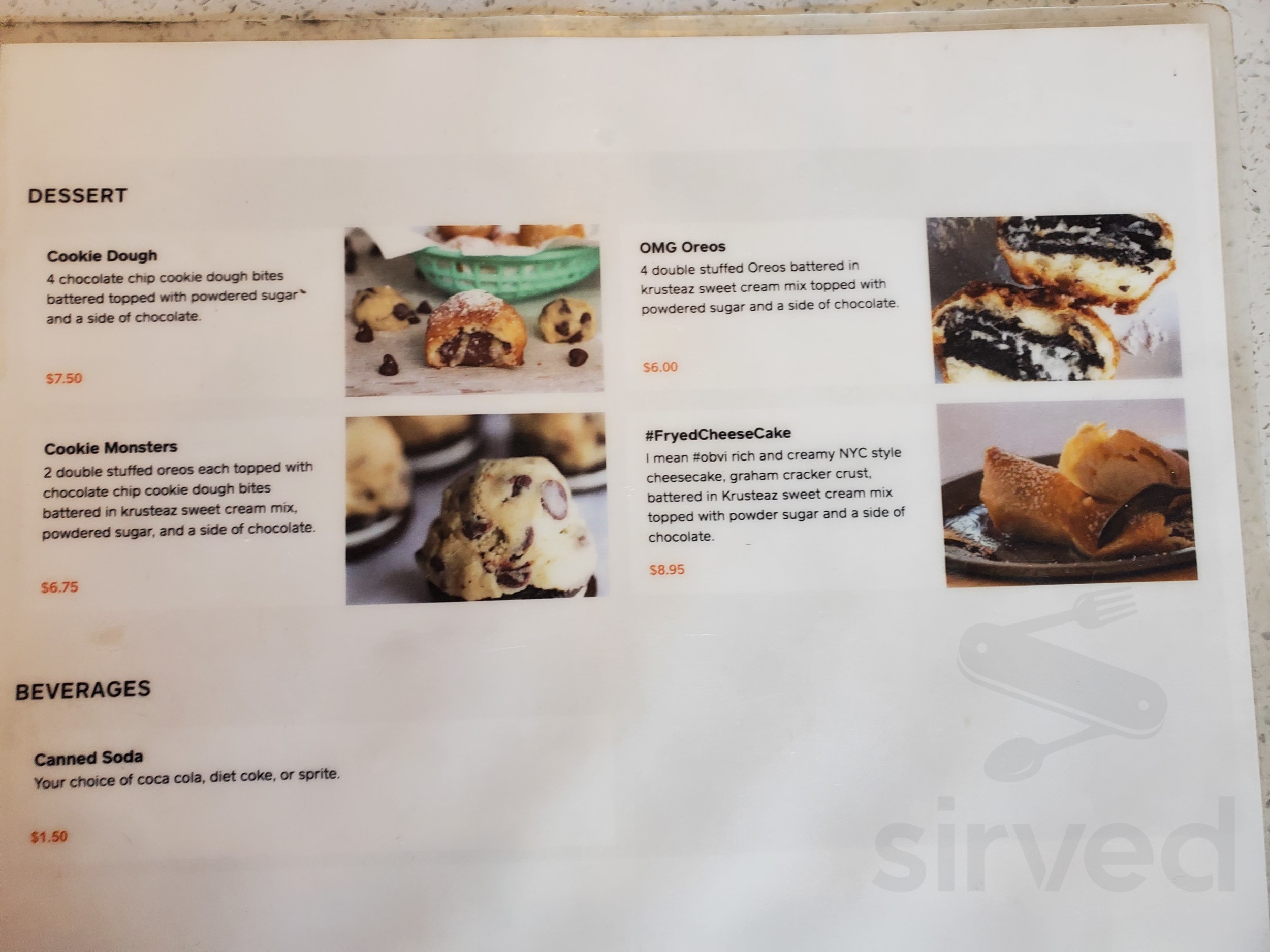 Man vs Fries menu in Chicago, Illinois, USA