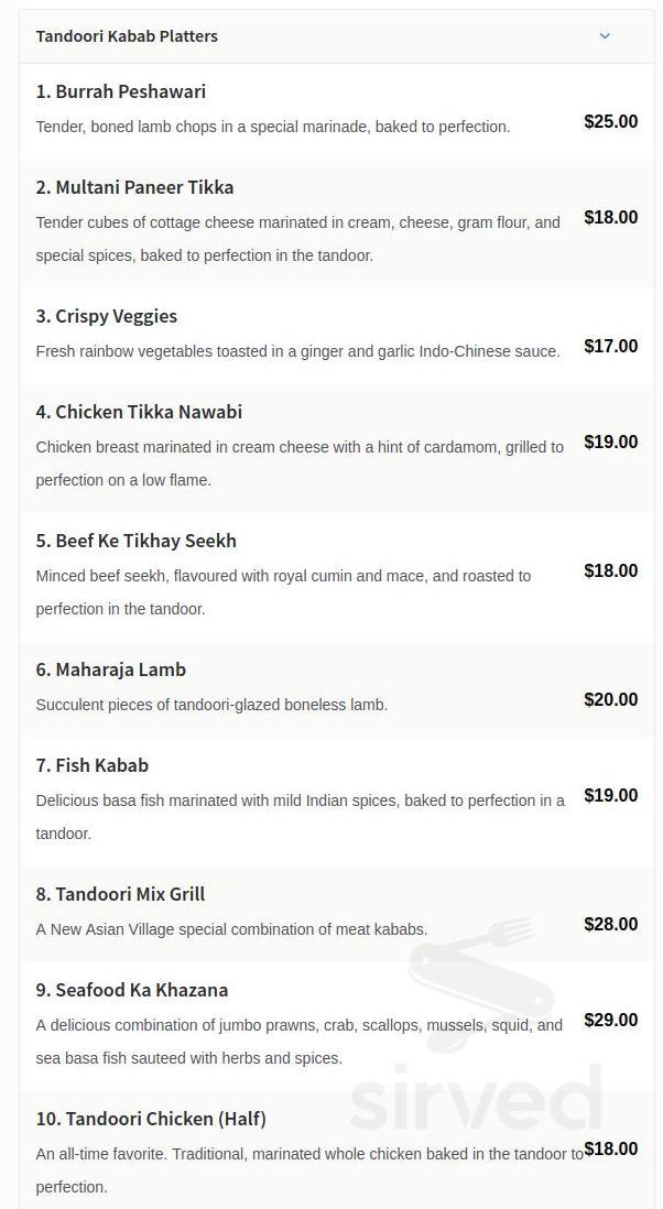 Menu - Sherwood Park AB's New Asian Village | Sirved
