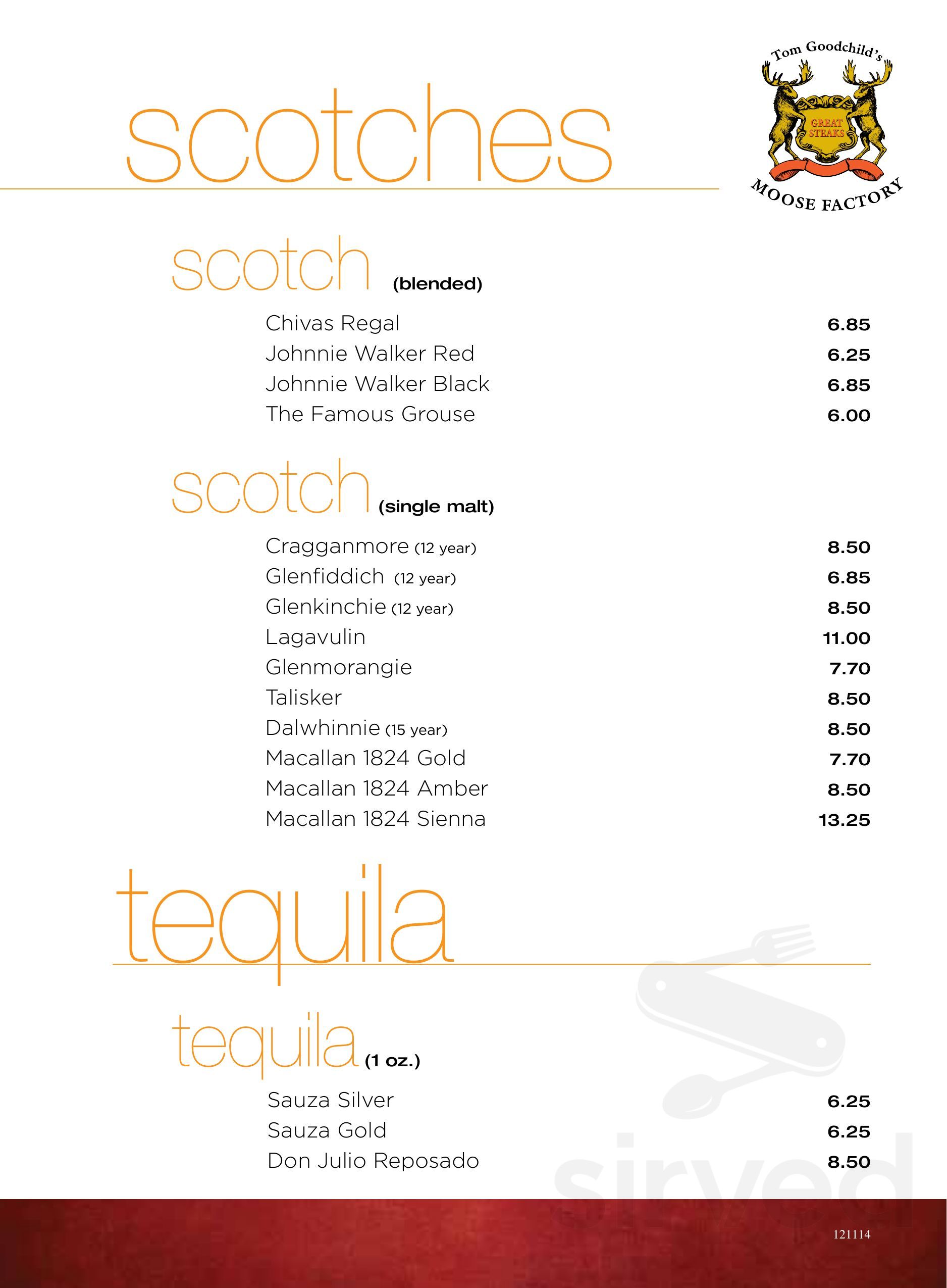 Menu - Edmonton AB's Sawmill Prime Rib & Steak House | Sirved