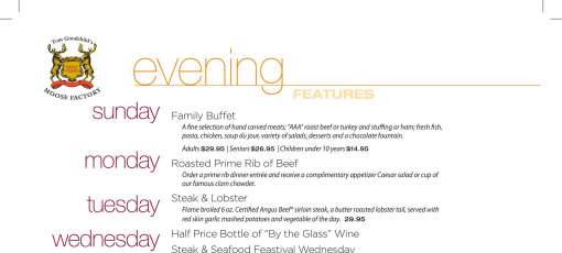 Menu for Sawmill Prime Rib & Steak House in Edmonton, AB | Sirved