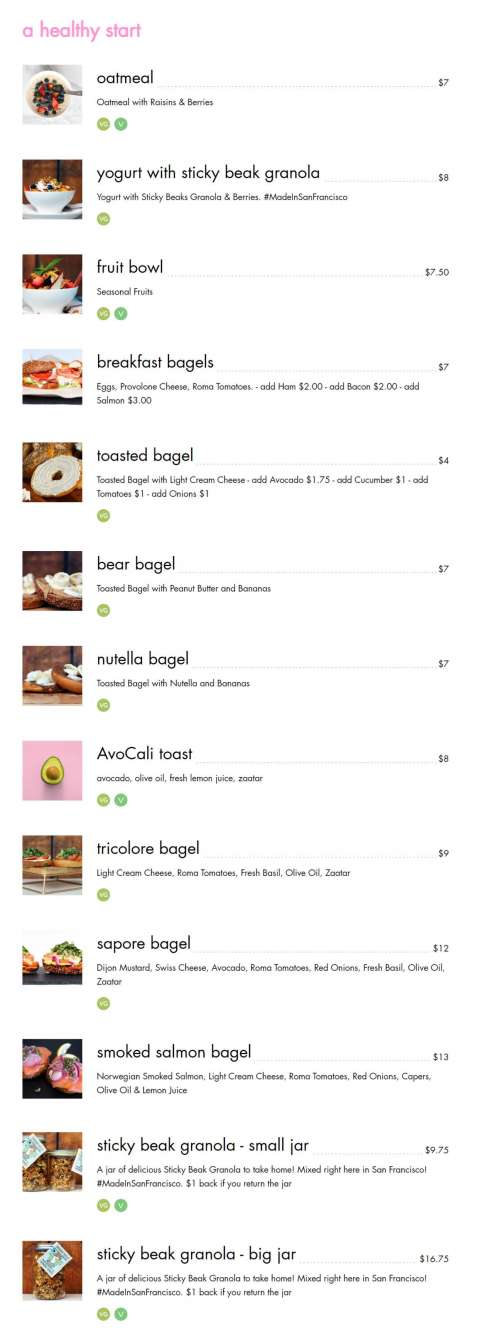 Le Sandwich menu in San Francisco, California, USA