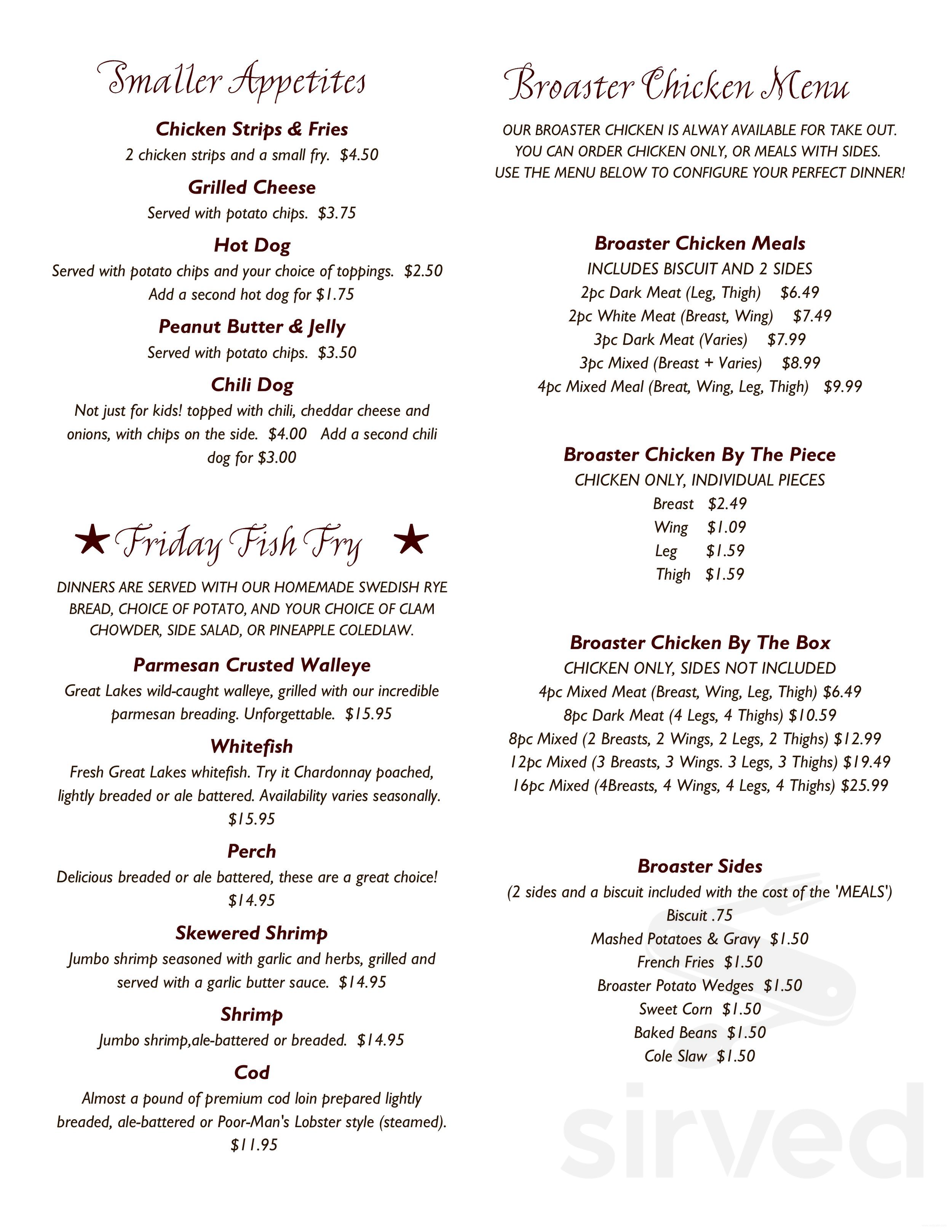 Silver Lake Resort menu in Channing, Michigan, USA