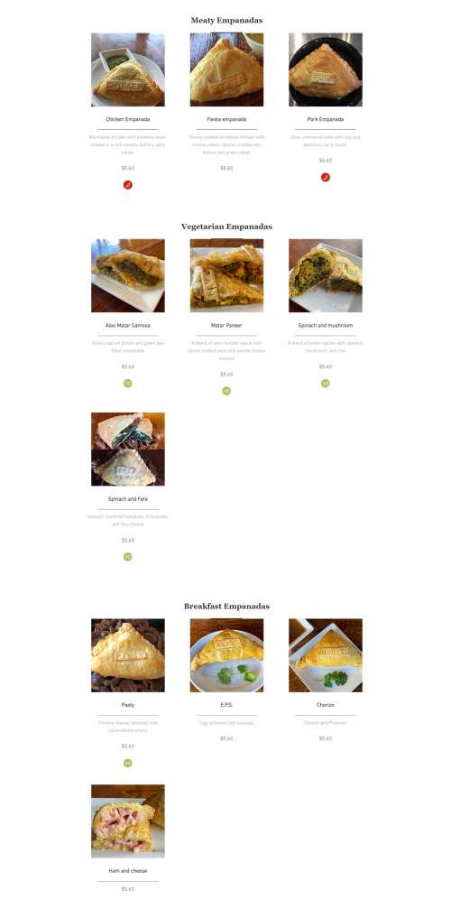 Bombolé menu in Tucson, Arizona, USA