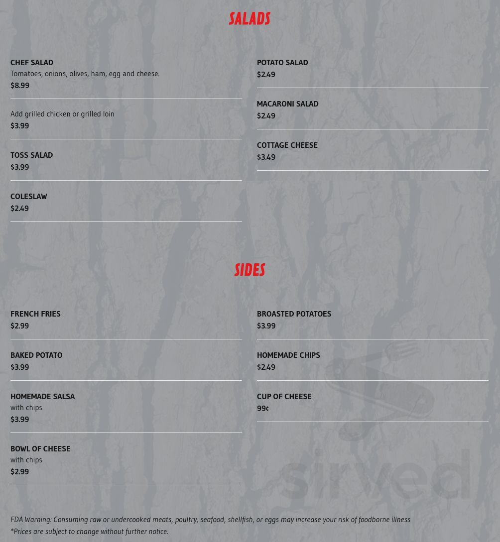 Silver Inn menus in Silver Lake, Indiana, United States