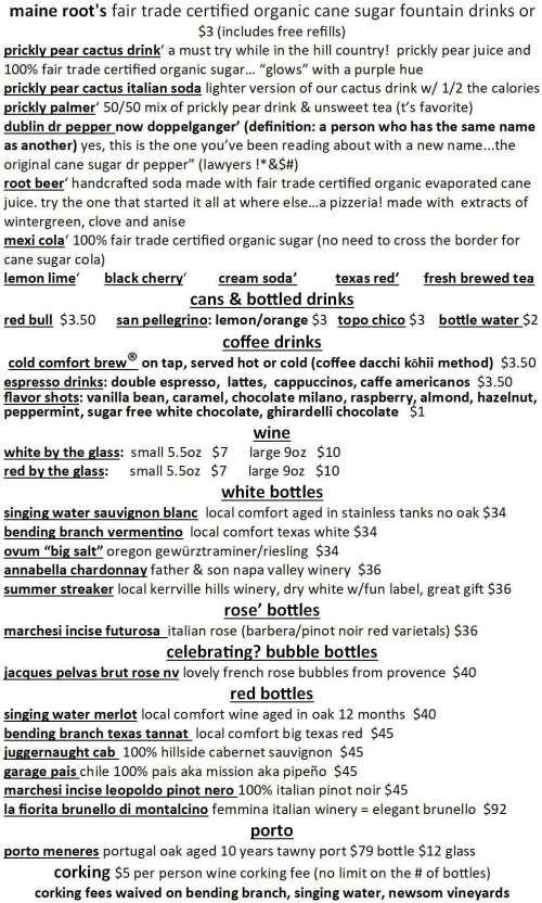 Comfort Pizza menu in Comfort, Texas, USA
