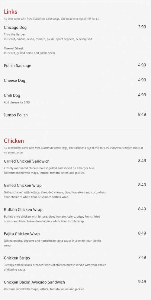 The 5th Quarter Sports Bar and Pizzeria menu in East Peoria, Illinois, USA