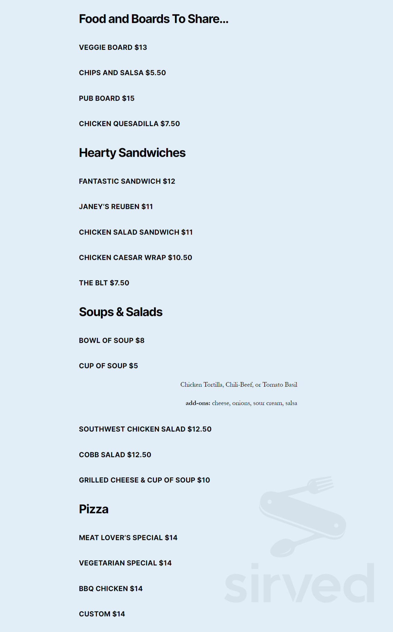 Janey's Coffee Co. & Bodega menu in Cave Creek, Arizona, USA