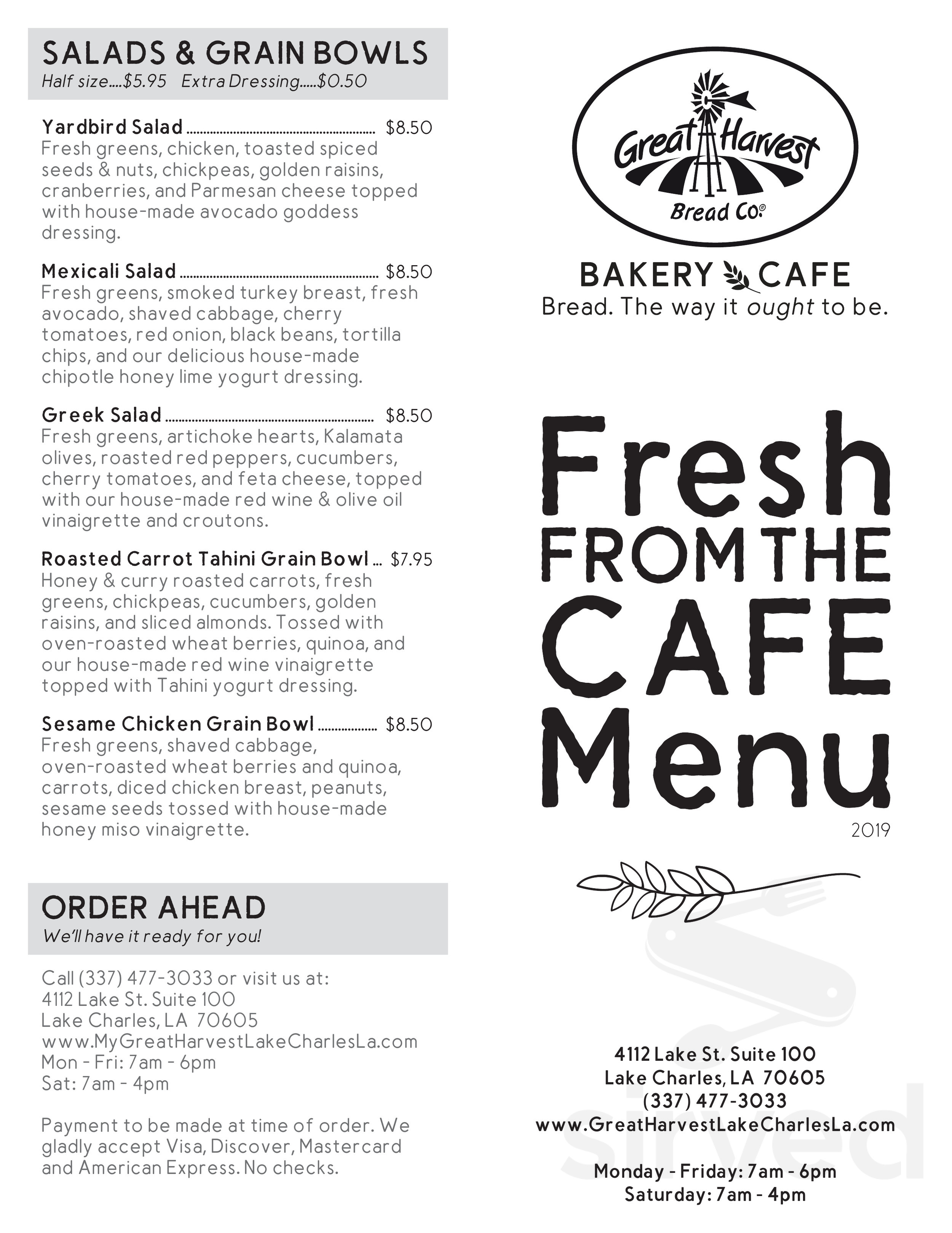 Great Harvest Bread Co. Lake Charles menu in Lake Charles, Louisiana, USA