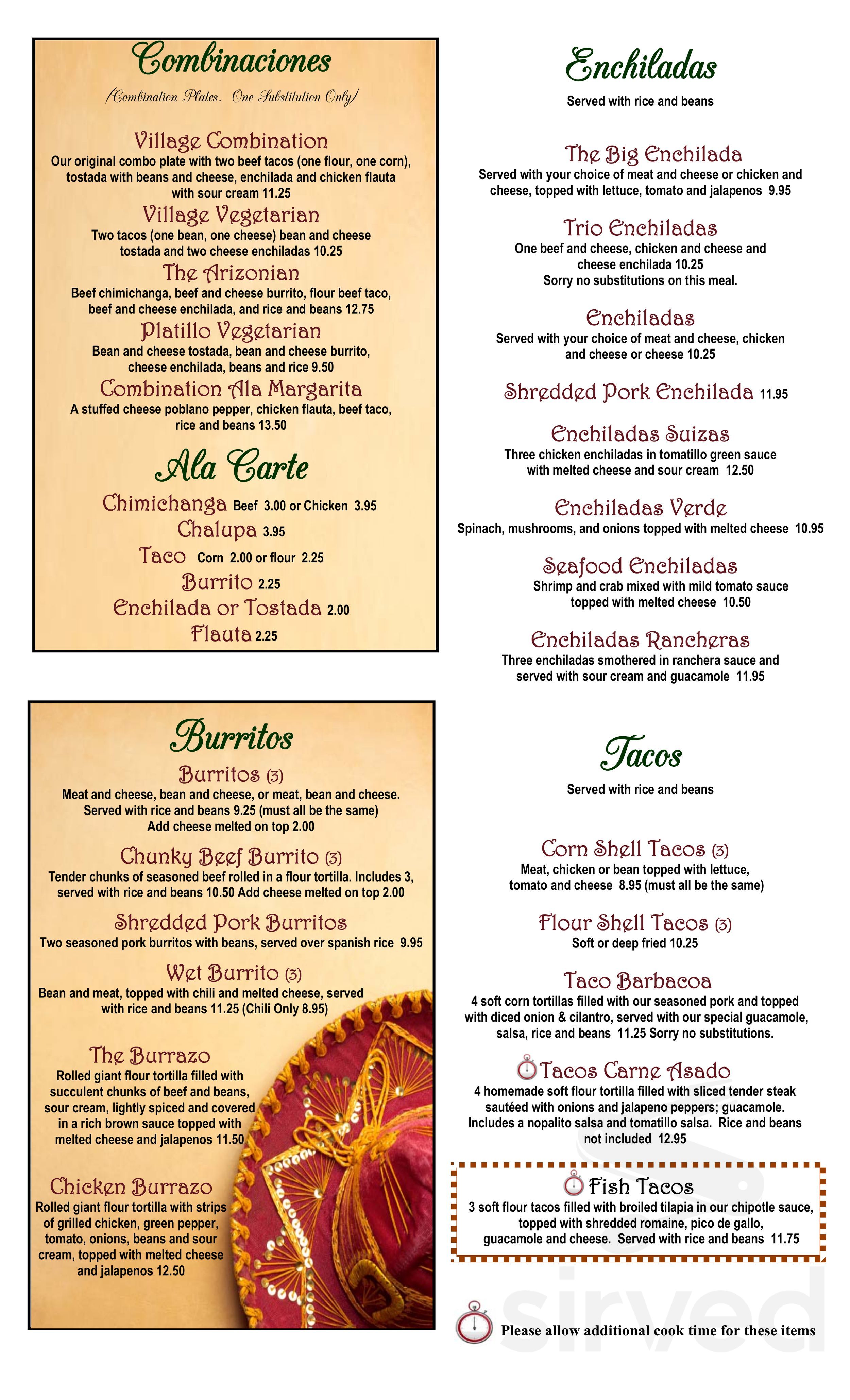 Mexican Village Restaurant menus in Shelby Twp, Michigan, United States
