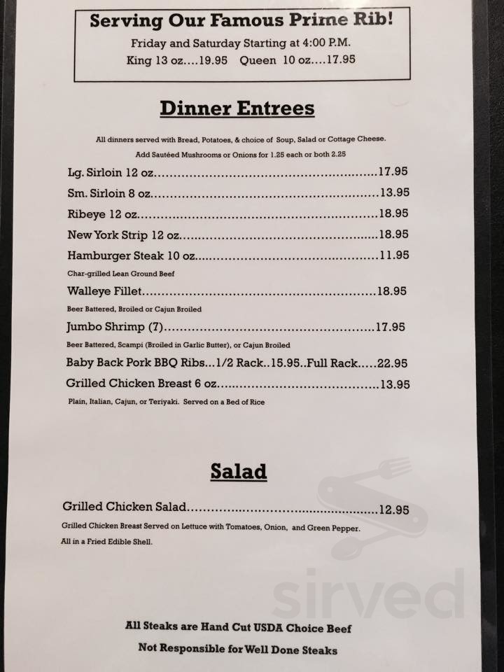 Waverly Steakhouse And Lounge menus in Waverly, South Dakota, United States