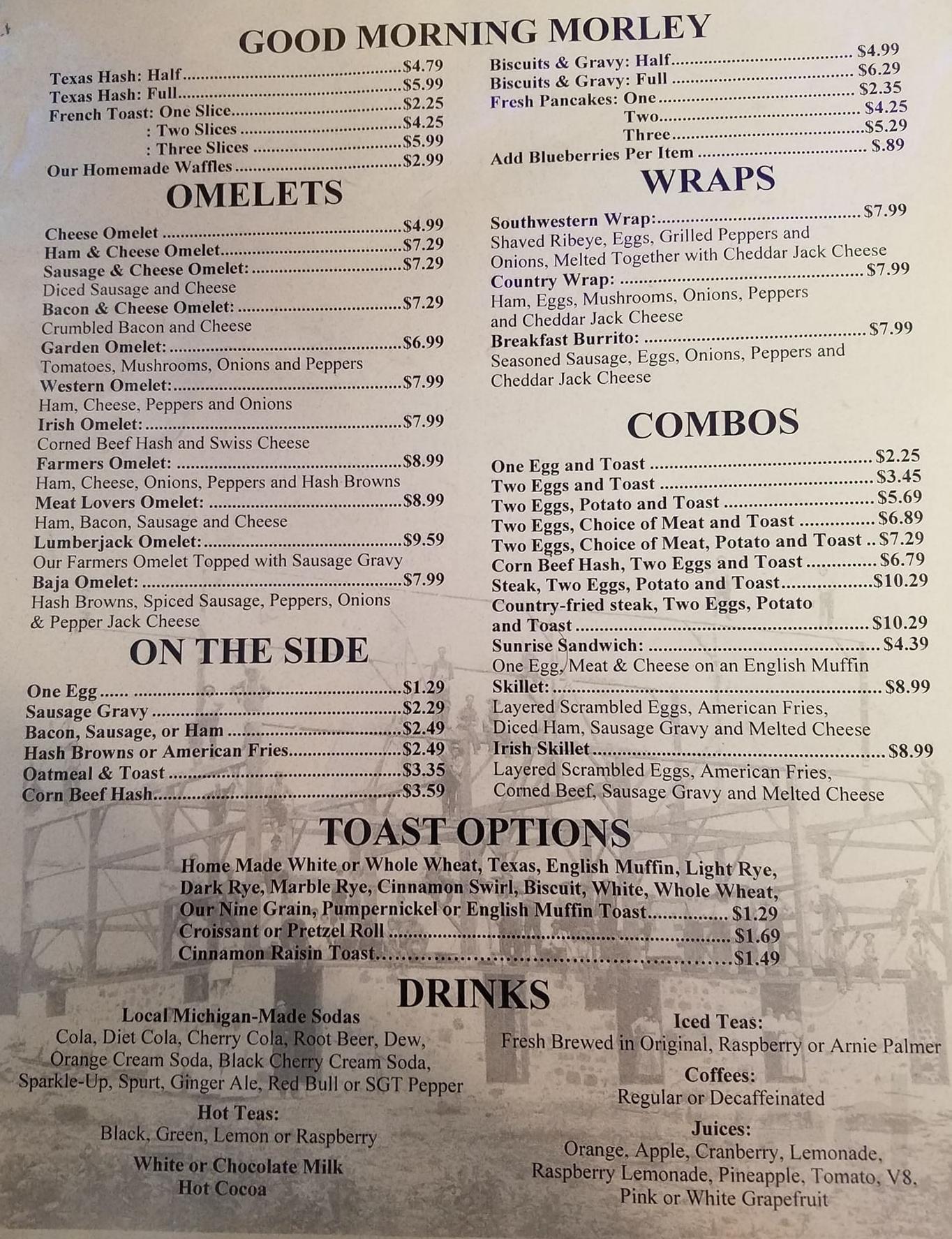 MOE-Z-INN menu in Morley, Michigan, USA