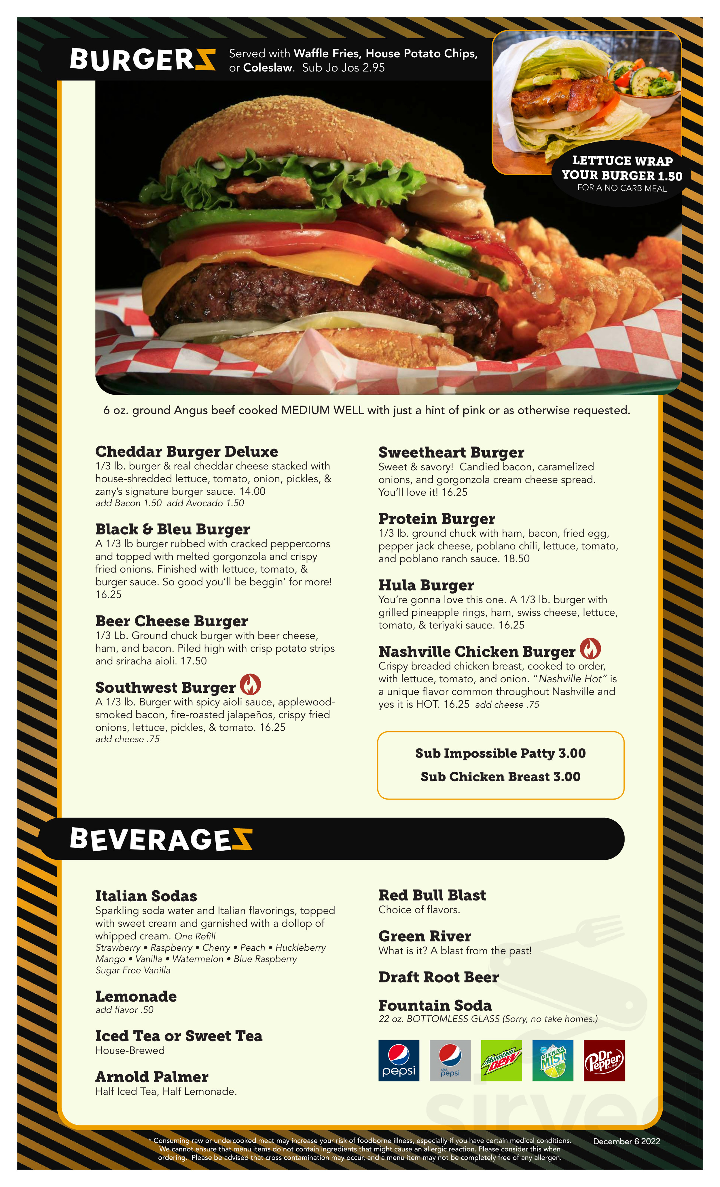Zany Graze menus in Lewiston, Idaho, United States