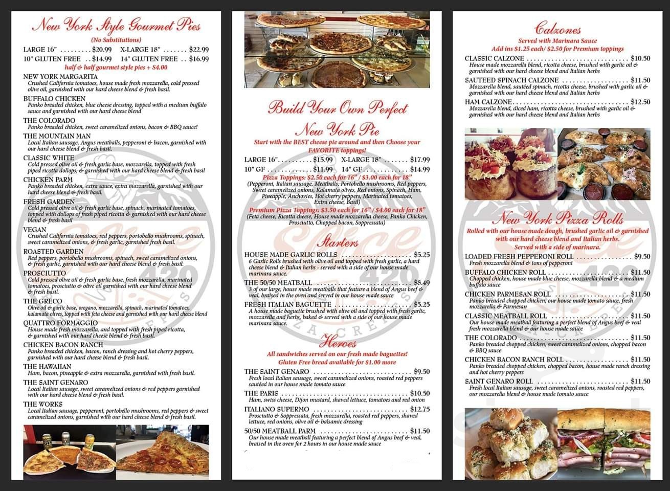 Slice 420 Menu In Colorado Springs Colorado USA Slice 420 Menu In Colorado Springs Colorado USA