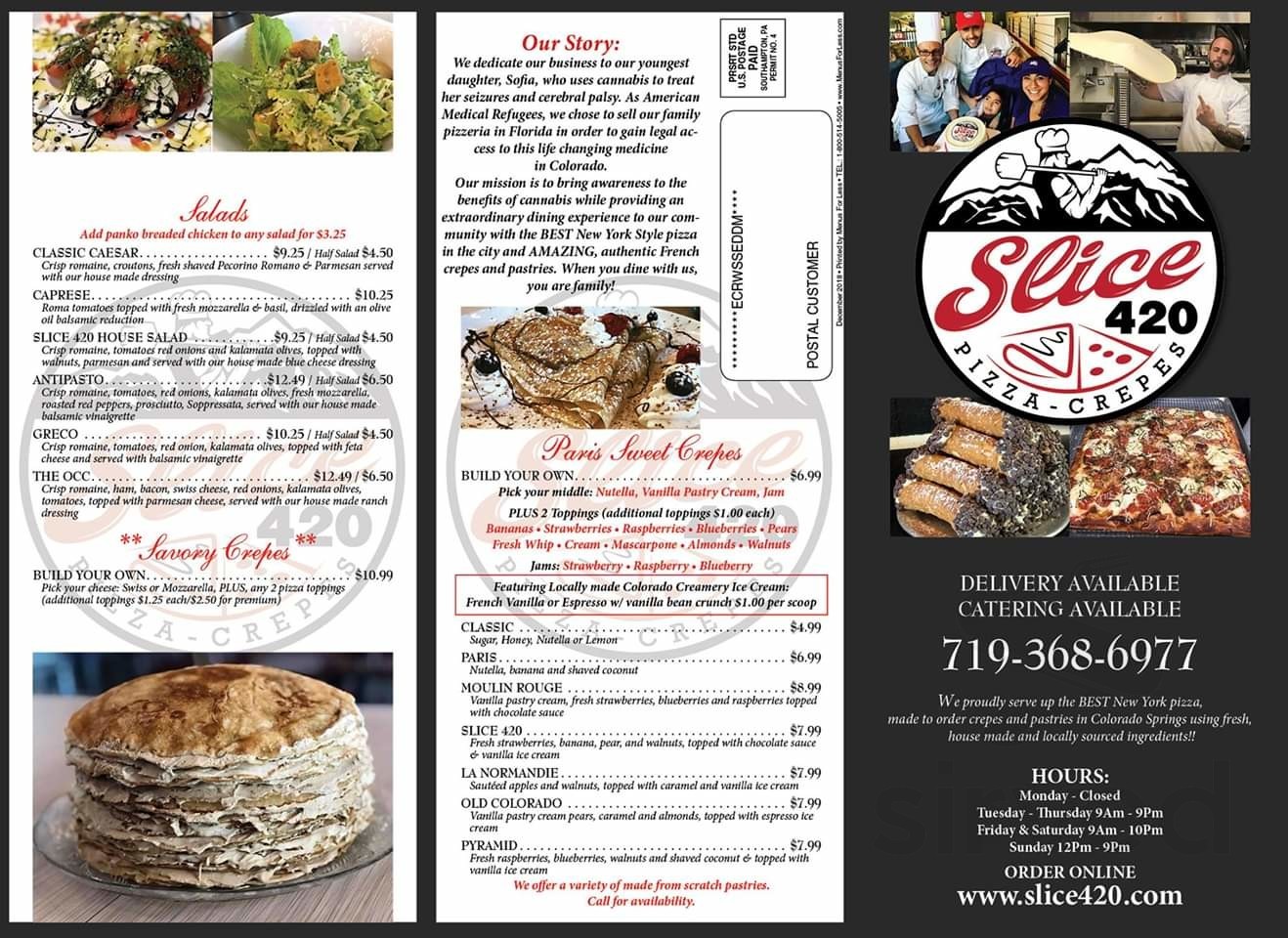 Slice 420 Menu In Colorado Springs Colorado USA Slice 420 Menu In Colorado Springs Colorado USA