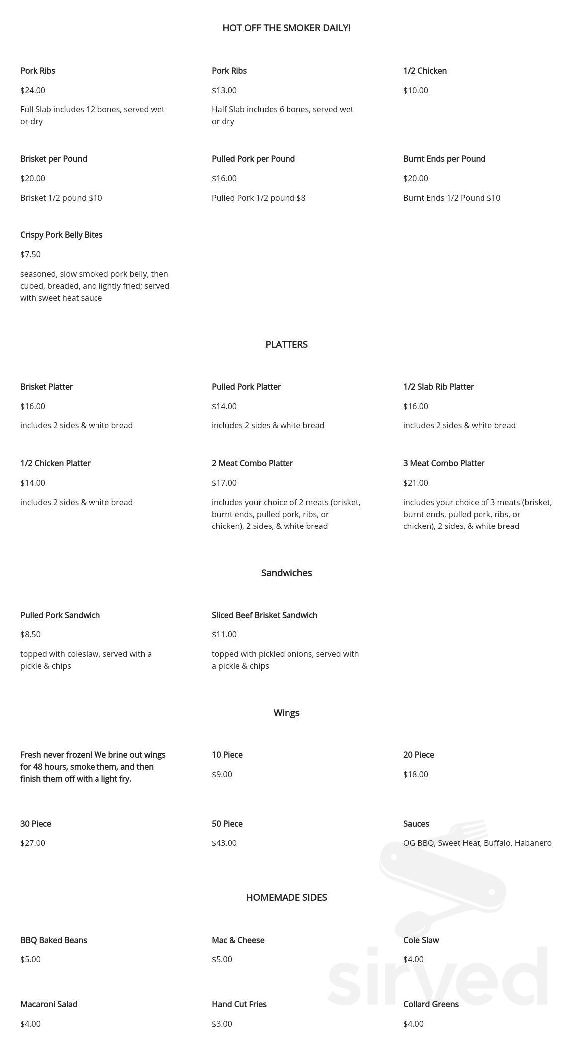 Menu for BIG BAD WOLF BARBEQUE BBQ in Aston, PA | Sirved