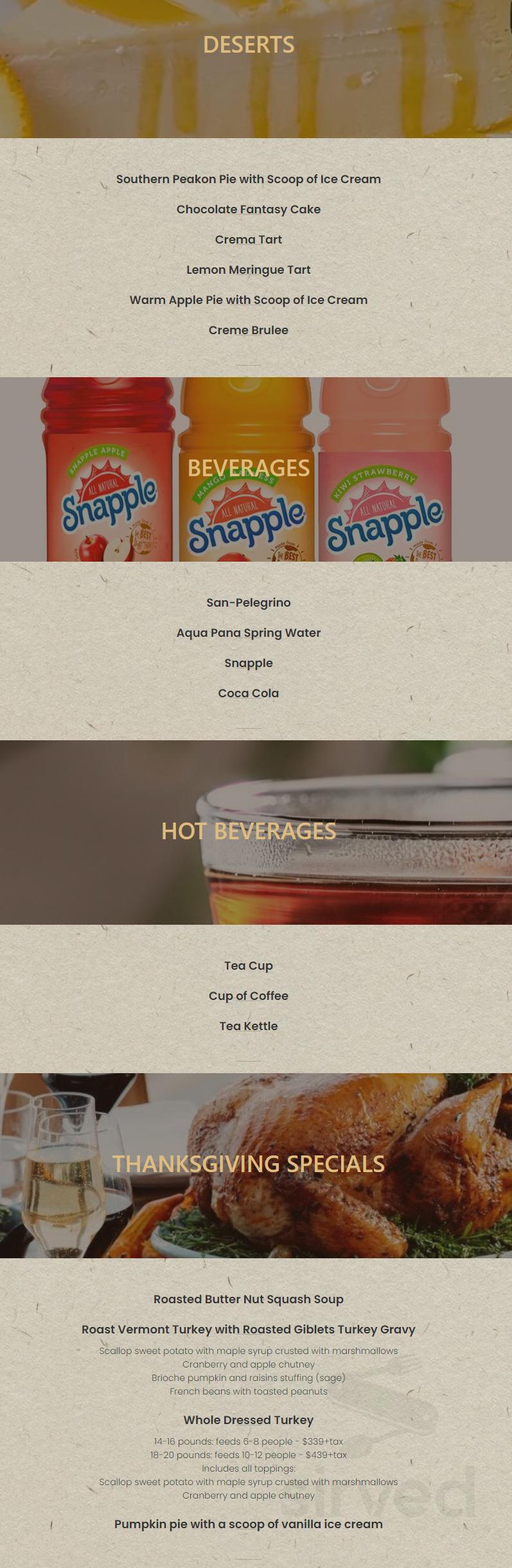 Union Bistro menu in Queens, New York, USA