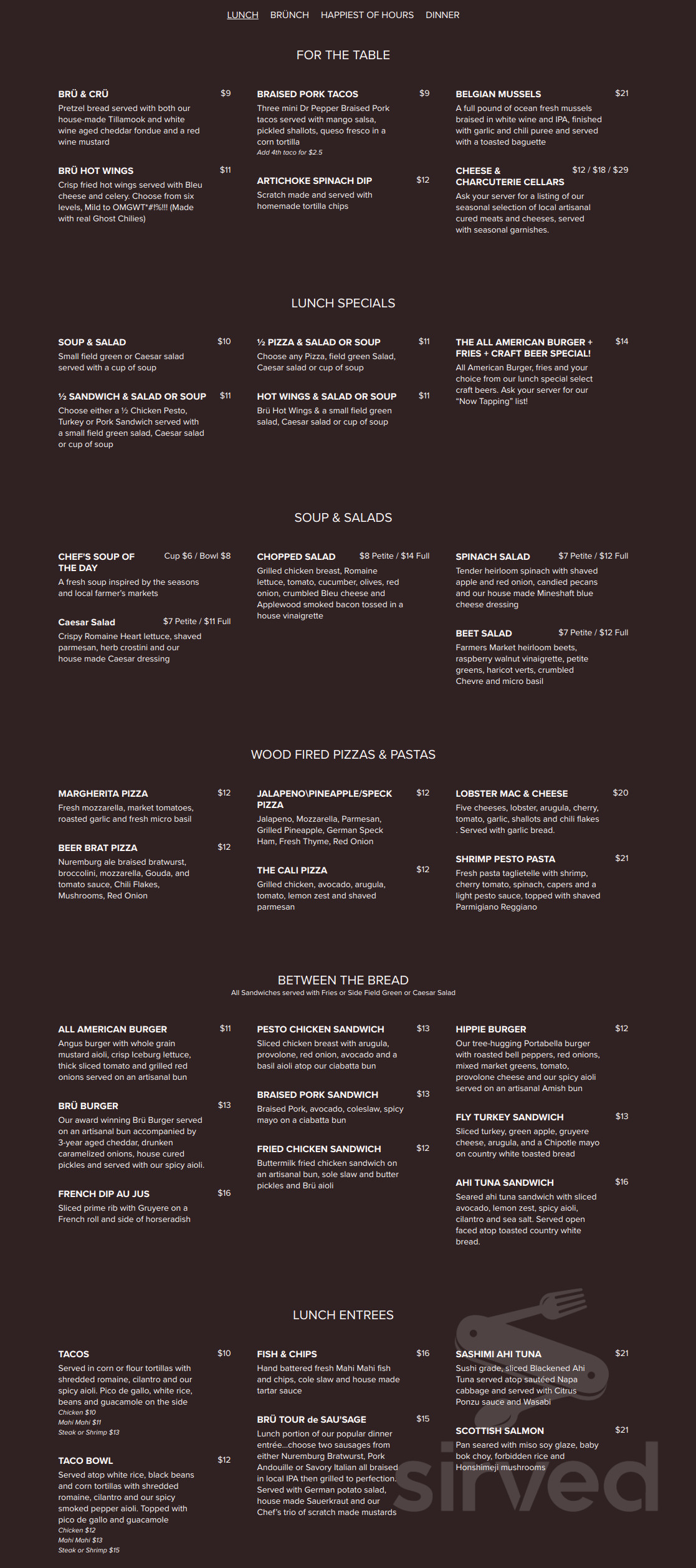 Brü Grill & Market menus in Lake Forest, California, United States