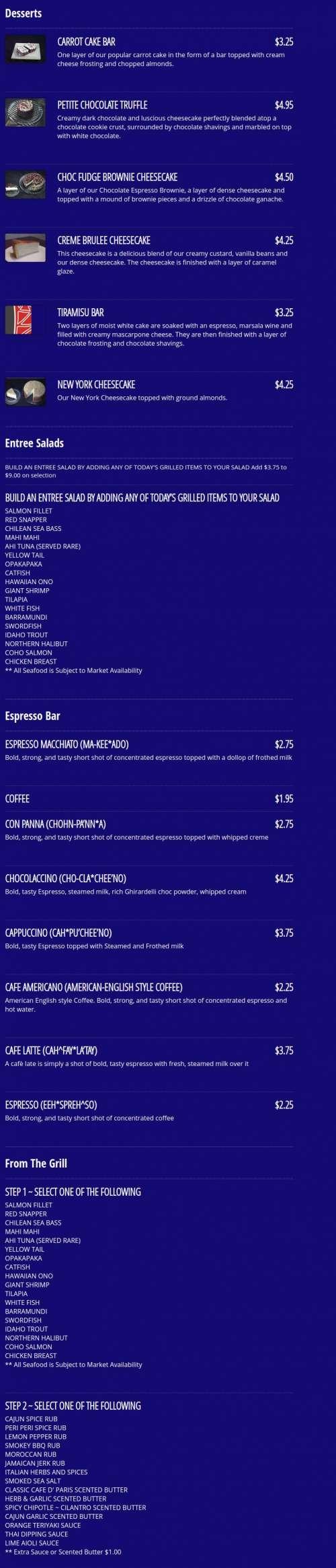 Blue Salt Fish Grill menu in Torrance, California, USA