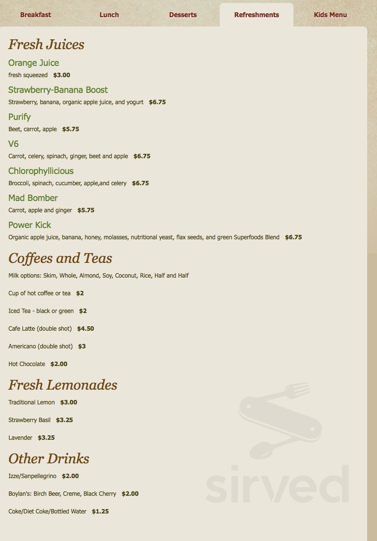 Dandelions Cafe menu in Evergreen, Colorado, USA