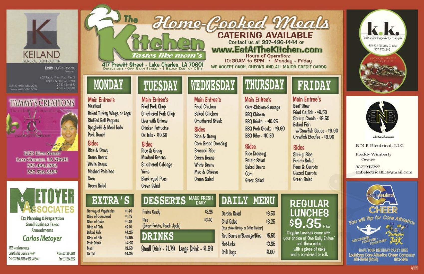 Menu for The Kitchen in Lake Charles, LA | Sirved