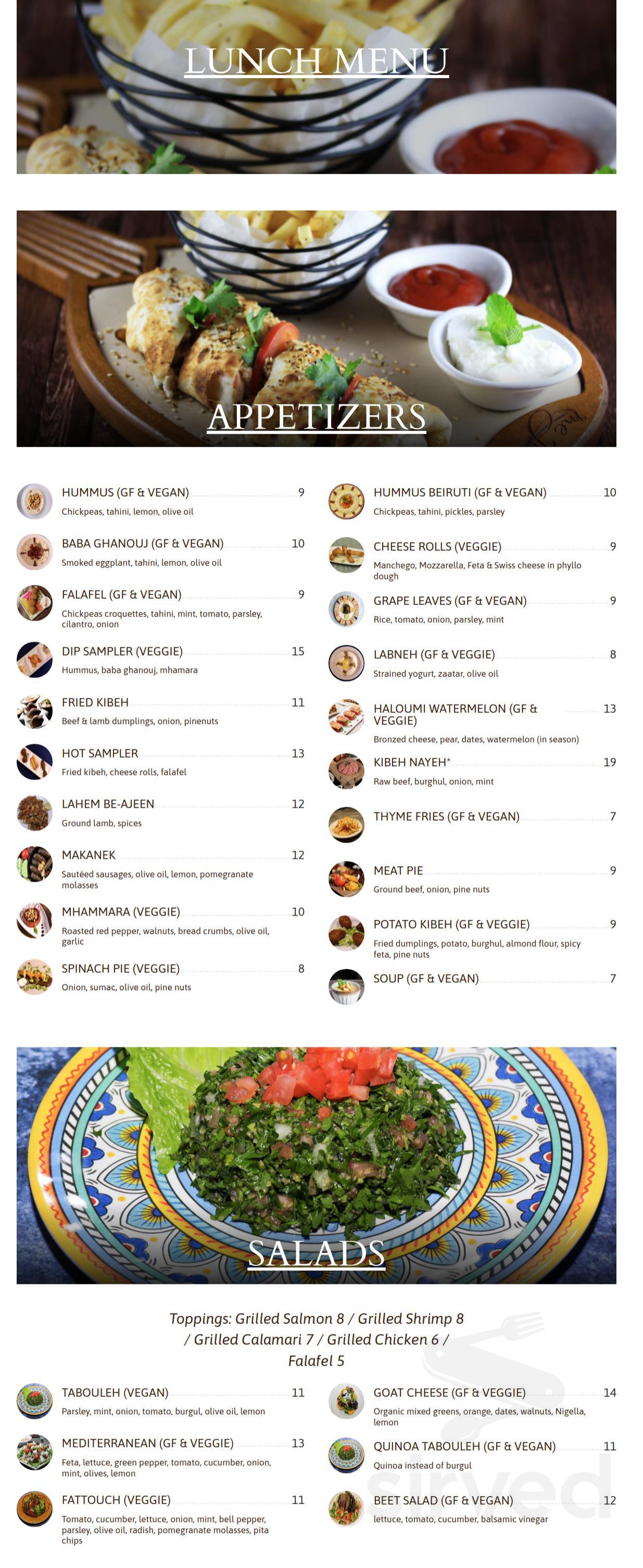 Mejana - Lebanese Cuisine menu in Arlington, Virginia, USA