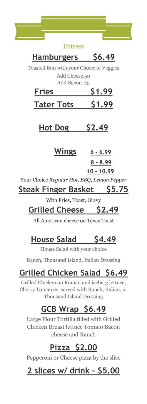 Halftime menu in Waco, Texas, USA