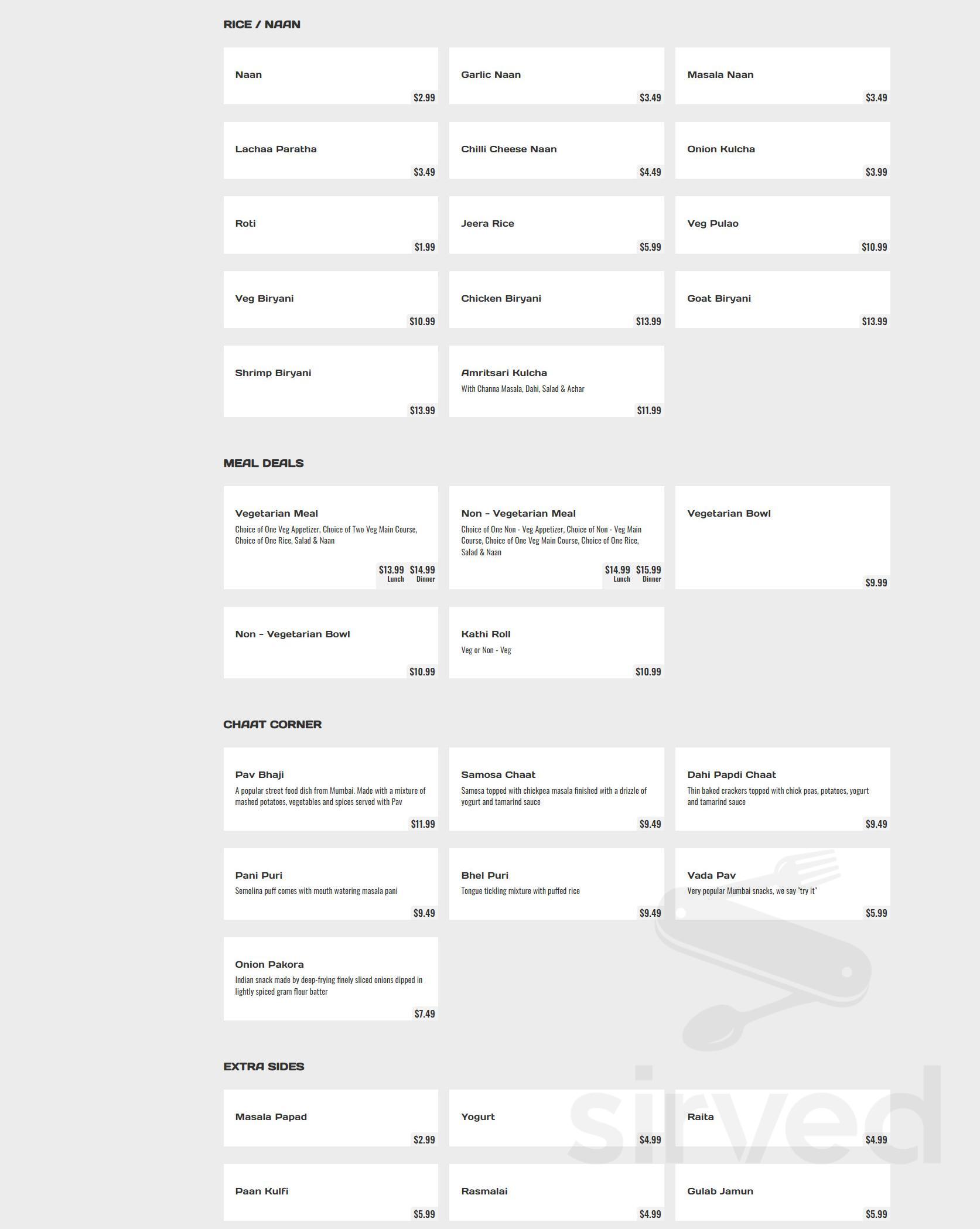 Daal Roti Indian Restaurant menus in Bolton, Ontario, Canada