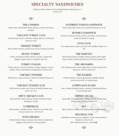 Tailgate Picnic menu in South Hadley, Massachusetts, USA