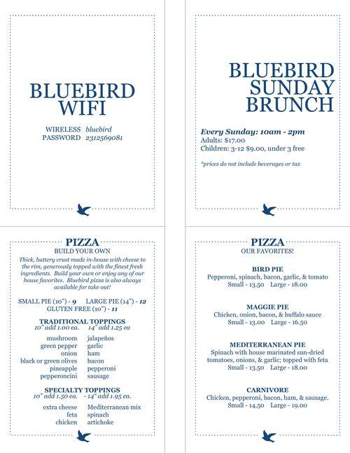 Bluebird Restaurant & Tavern menu in Leland, Michigan, USA