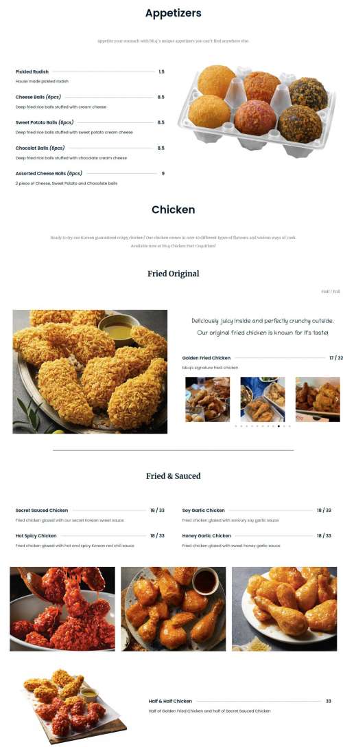 bb.q Chicken (H-Mart) menu in Port Coquitlam, British Columbia, Canada