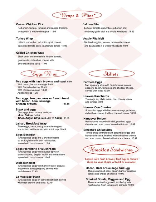 Nookies on Wells menu in Chicago, Illinois, USA