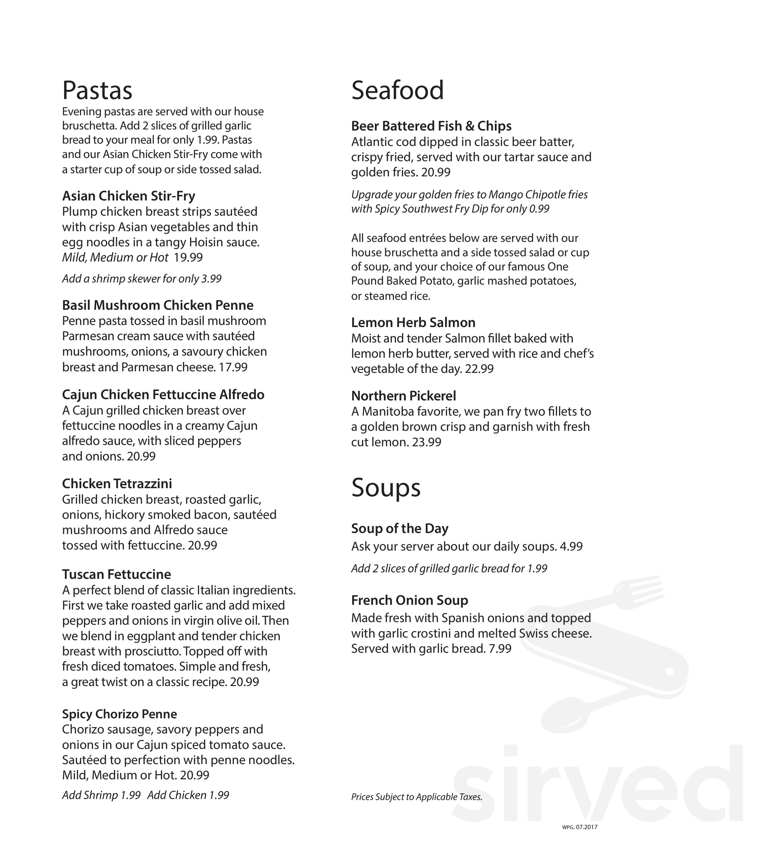Menu - Winnipeg MB's Victoria Inn Hotel & Convention Centre | Sirved