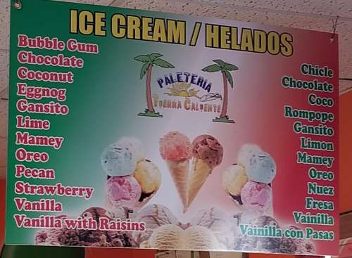 Paleteria Tierra Caliente menu in Stuart, Florida, USA